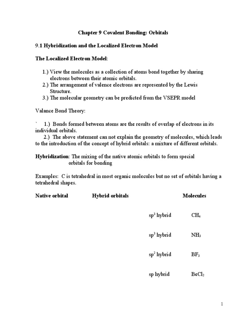 Chapter 9 Covalent Bonding | PDF | Molecular Orbital | Chemical Bond