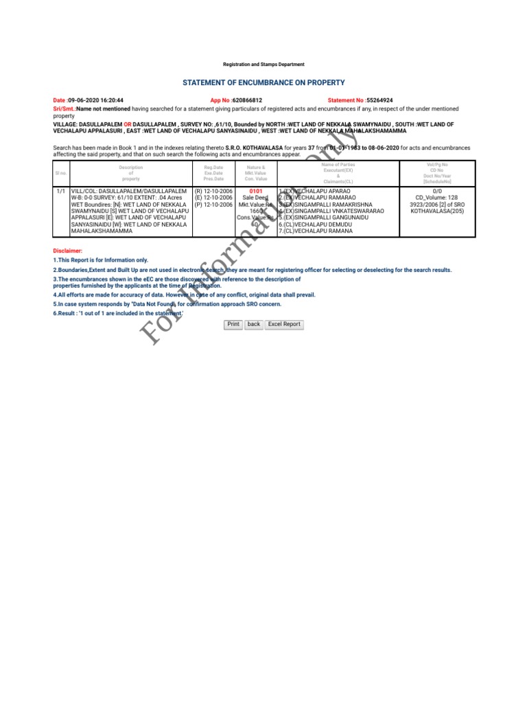 Encumbrance Form | PDF | Property Law | Property