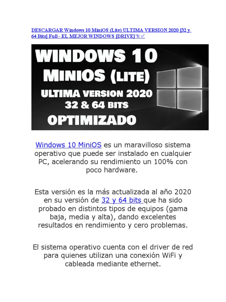Windows 10 MiniOS | PDF
