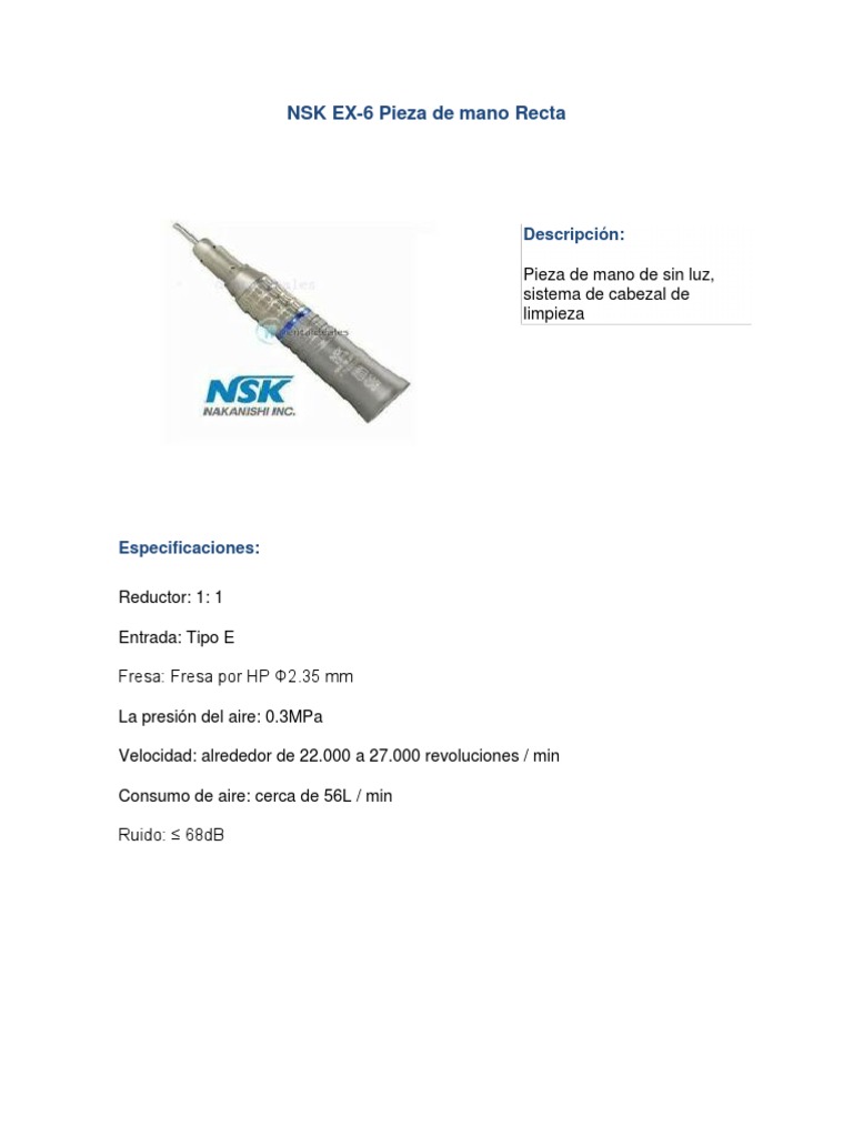 Ficha Tec Pieza Punta Recta NSK | PDF