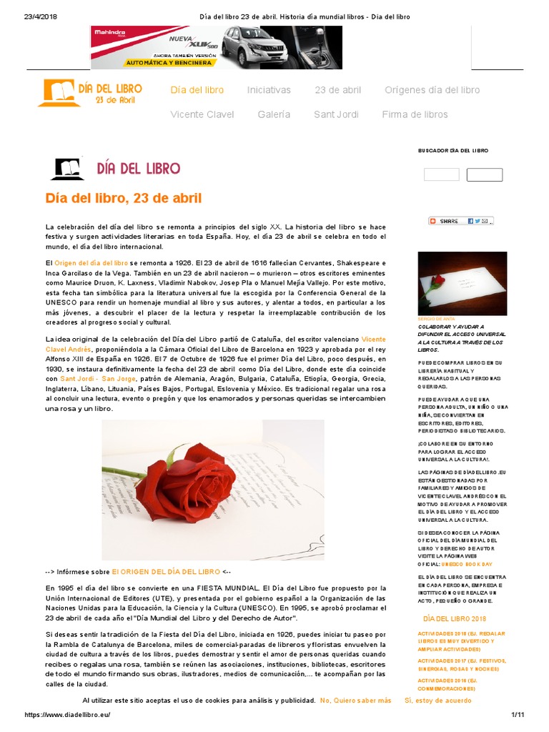 Día Del Libro 23 de Abril. Historia Día Mundial Libros - Dia Del Libro ...