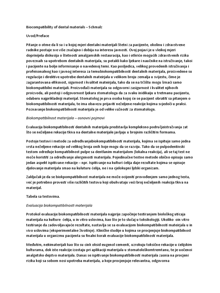 Biocompatibility of Dental Materials | PDF