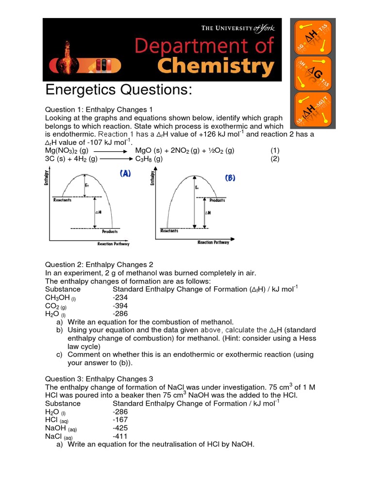 Energetics Questions | PDF | Enthalpy | Solution