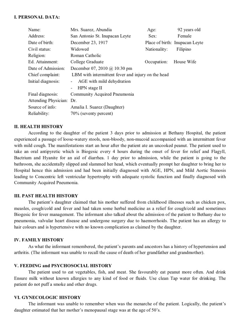 Case Study of Pneumonia | PDF | Respiratory Tract | Mucus