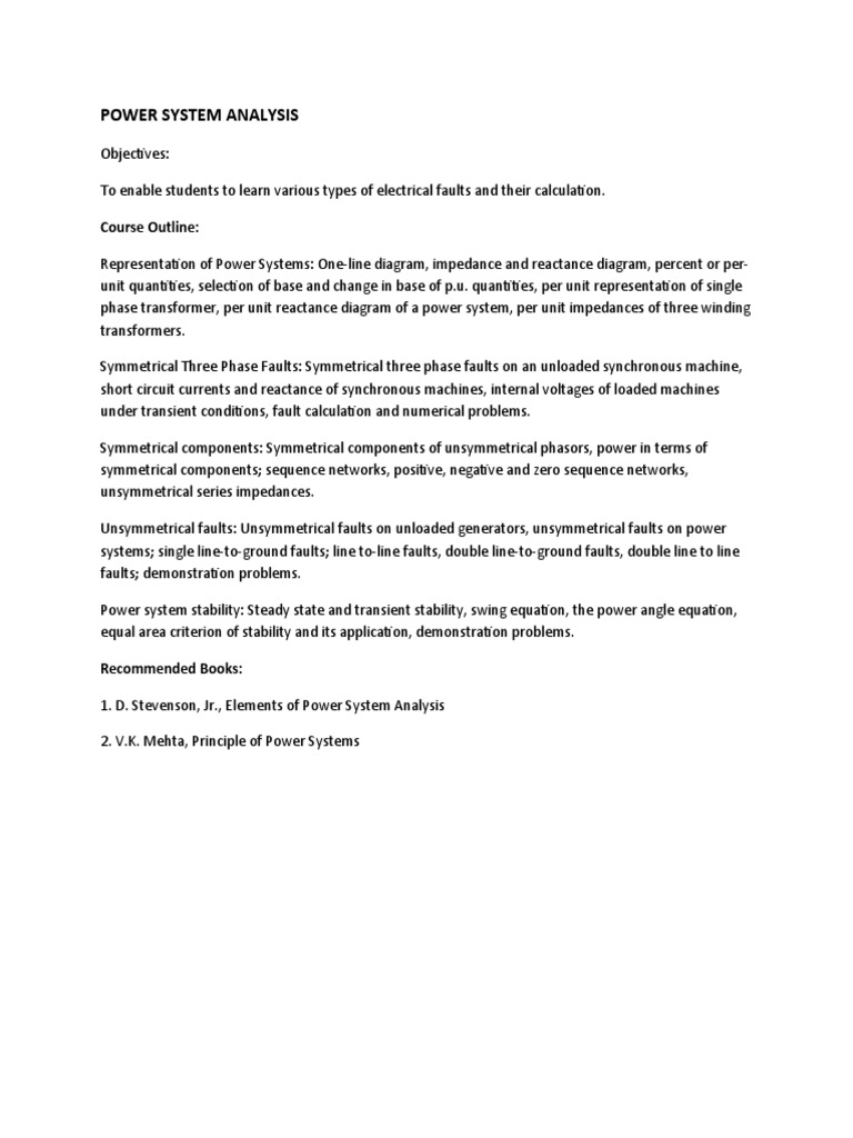 Power System Analysis | PDF