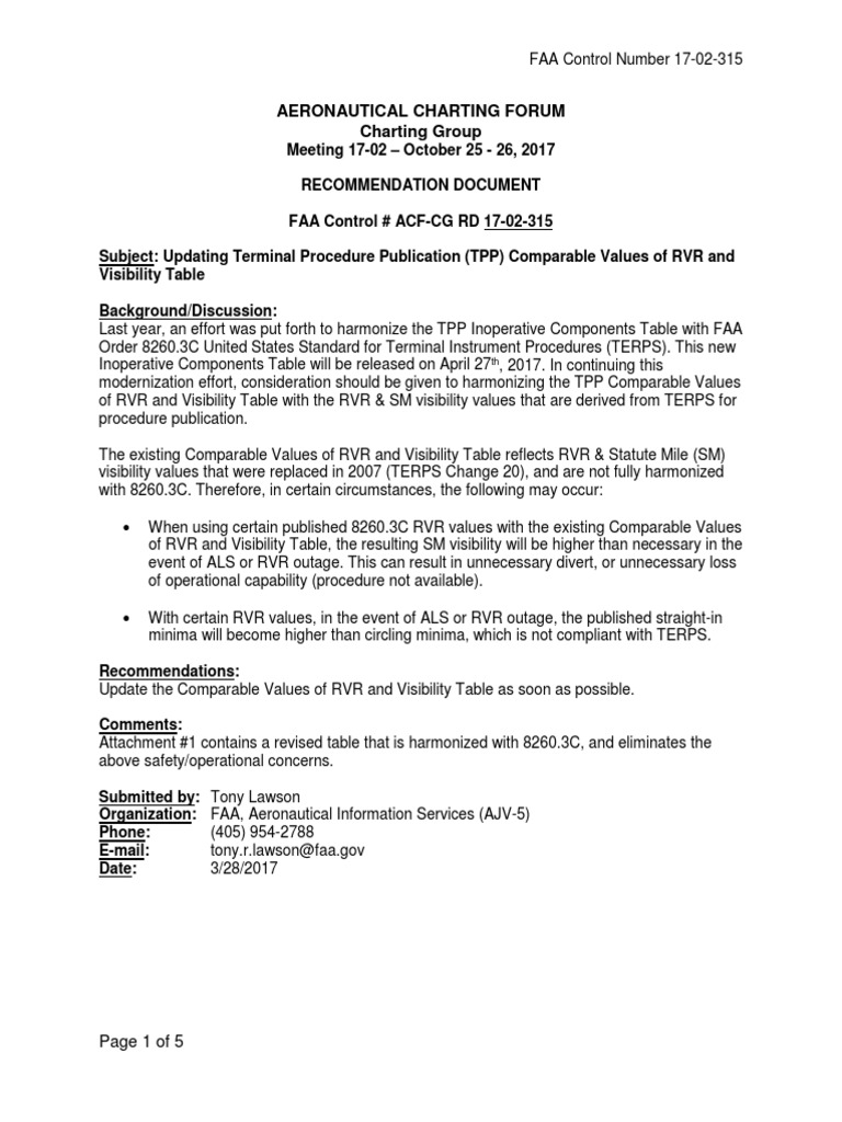 Comparable Values RVR and Visibility Table | PDF | Code Of Federal ...