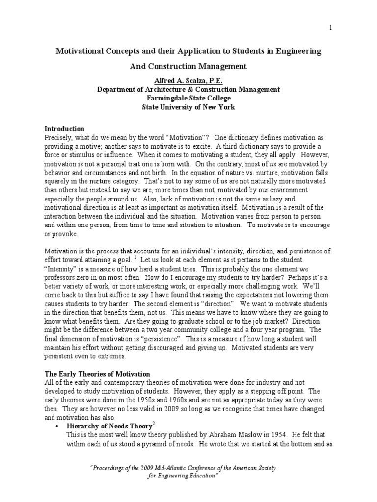 Motivating Students in Engineering and Construction Management ...