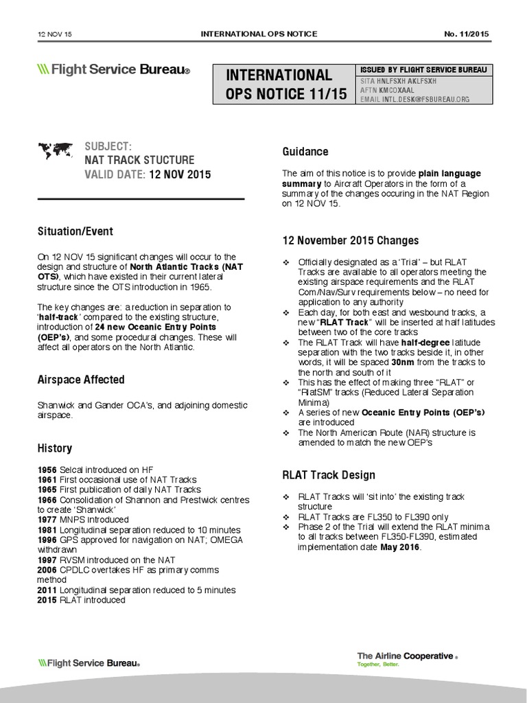 NAT Track Structure (Nov-15) PDF | PDF | Aviation Safety | Aviation