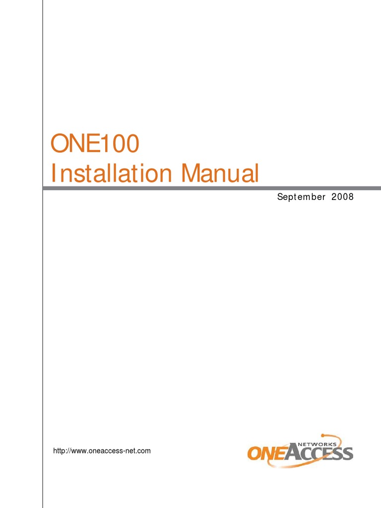 ONE100 Installation Manual: September 2008 | PDF | Electricity ...