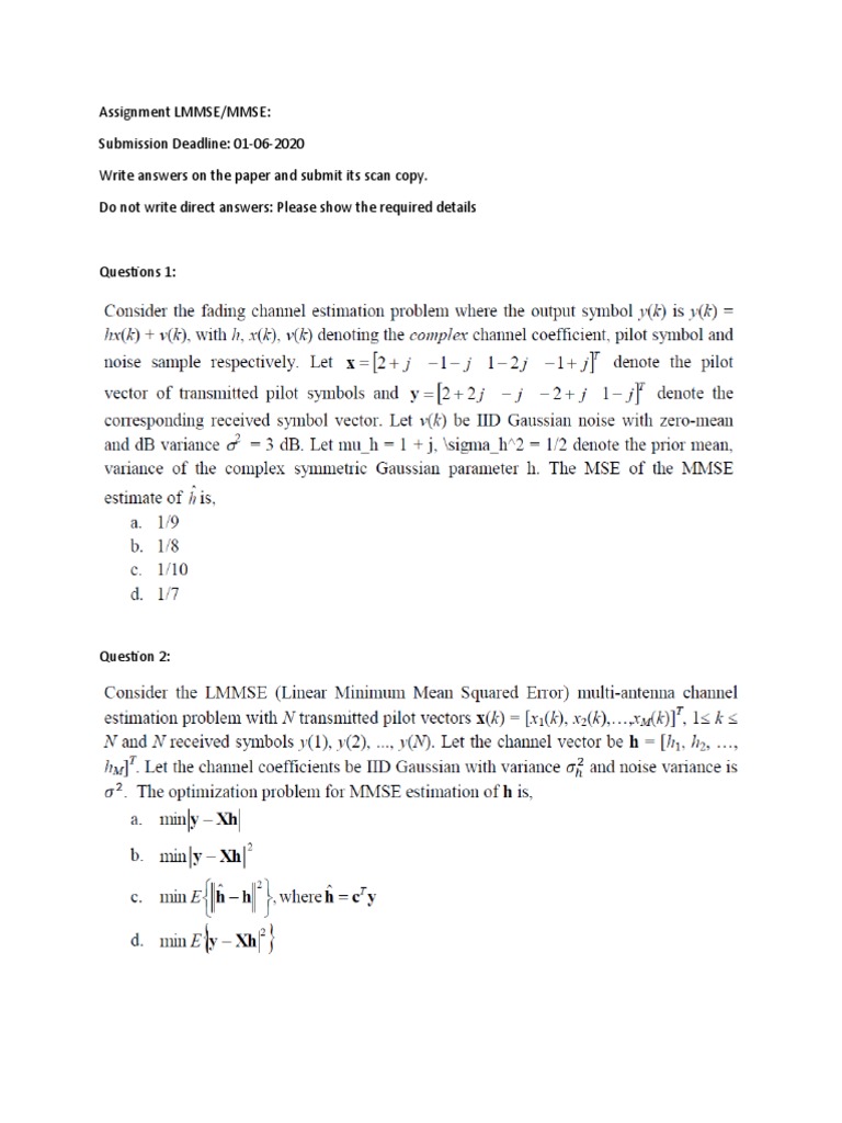 Assignment LMMSE-MMSE | PDF