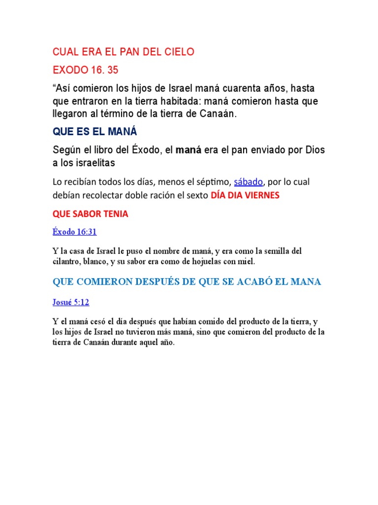 Cual Era El Pan Del Cielo | PDF