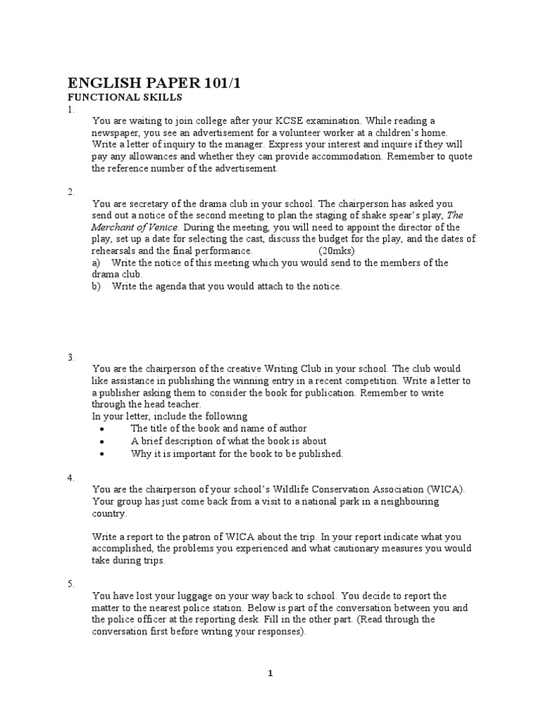 Kcse Topicals Questions | PDF | Classroom | Question