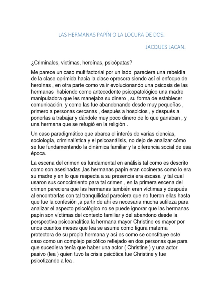 Hermanas Papin | PDF | Novela negra, policíaca y suspenso