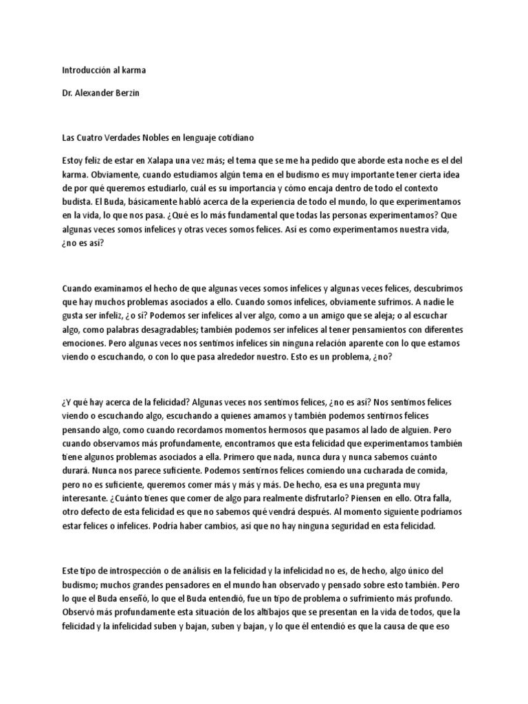 Introducción Al Karma Dr. Alexander Berzin | PDF | Karma | Gautama Buddha