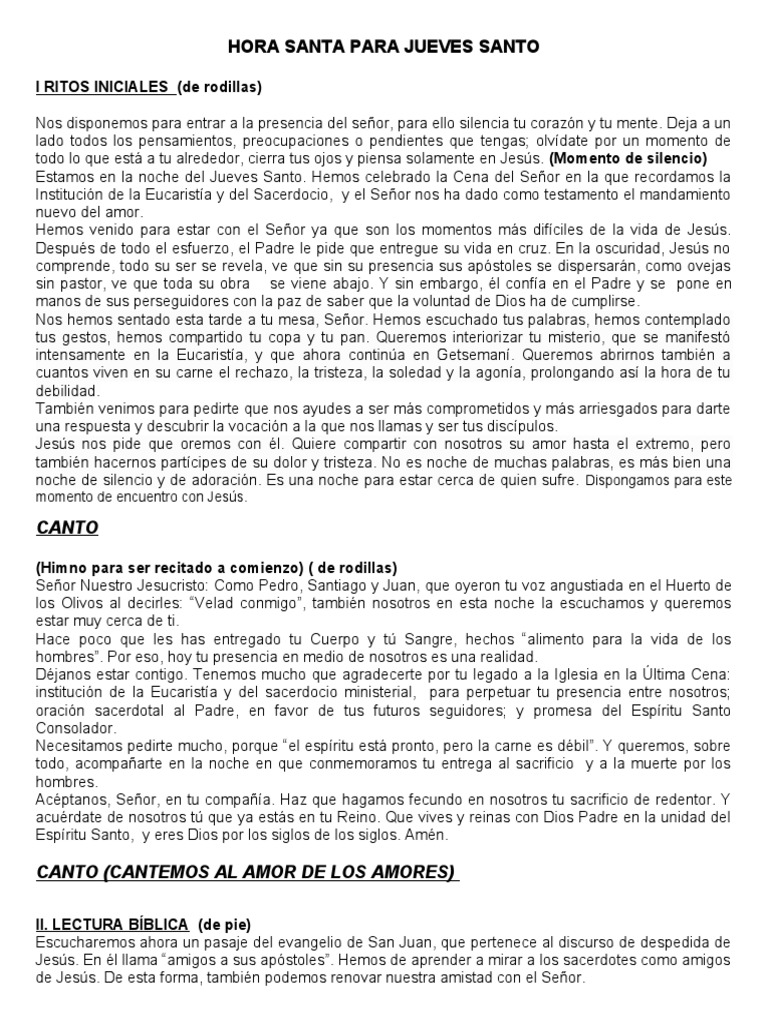 Hora Santa Jueves Santo | PDF | eucaristía | Oración