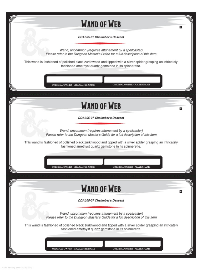 Wand of Web: DDAL05-07 Chelimber's Descent | Download Free PDF ...
