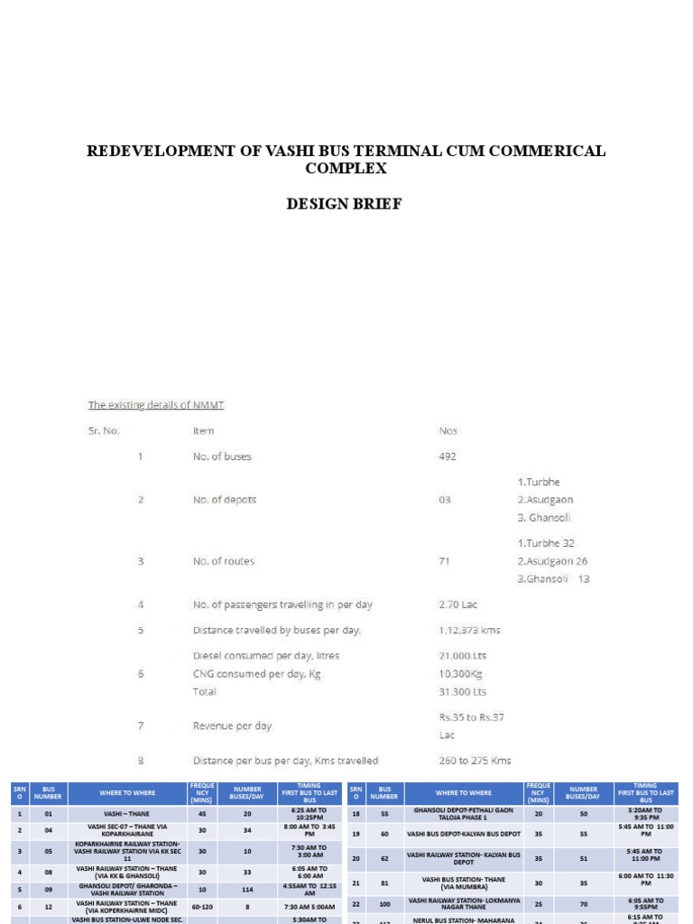 Vashi Bus Terminal PDF | PDF | Transport Infrastructure | Public Services