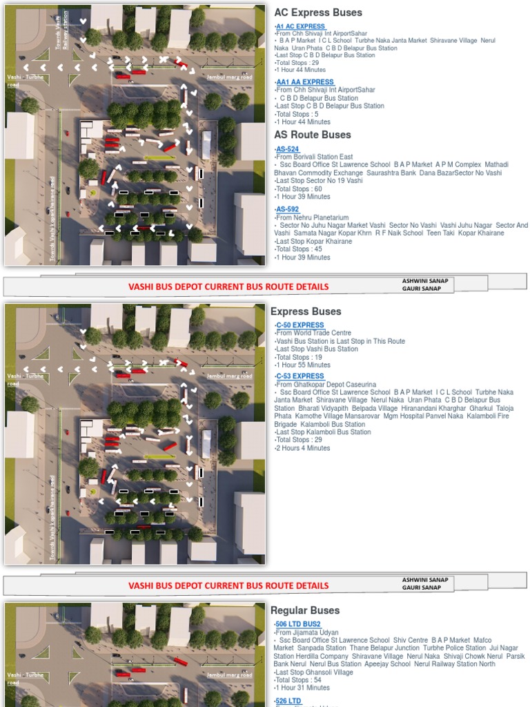 Vashi Bus Depottt Bus Route | PDF | Public Transport | Road Transport