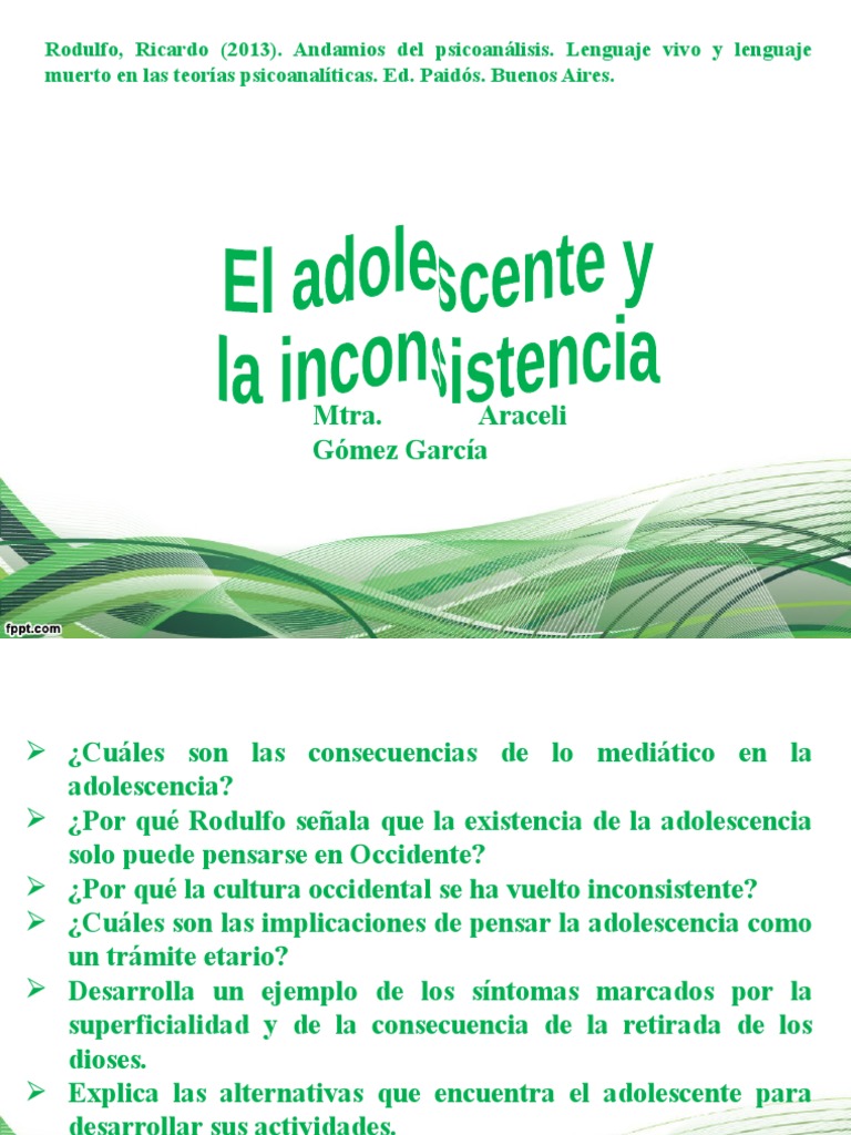 El Adolescente y La Inconsistencia | PDF | Psicoanálisis | Ciencias del ...
