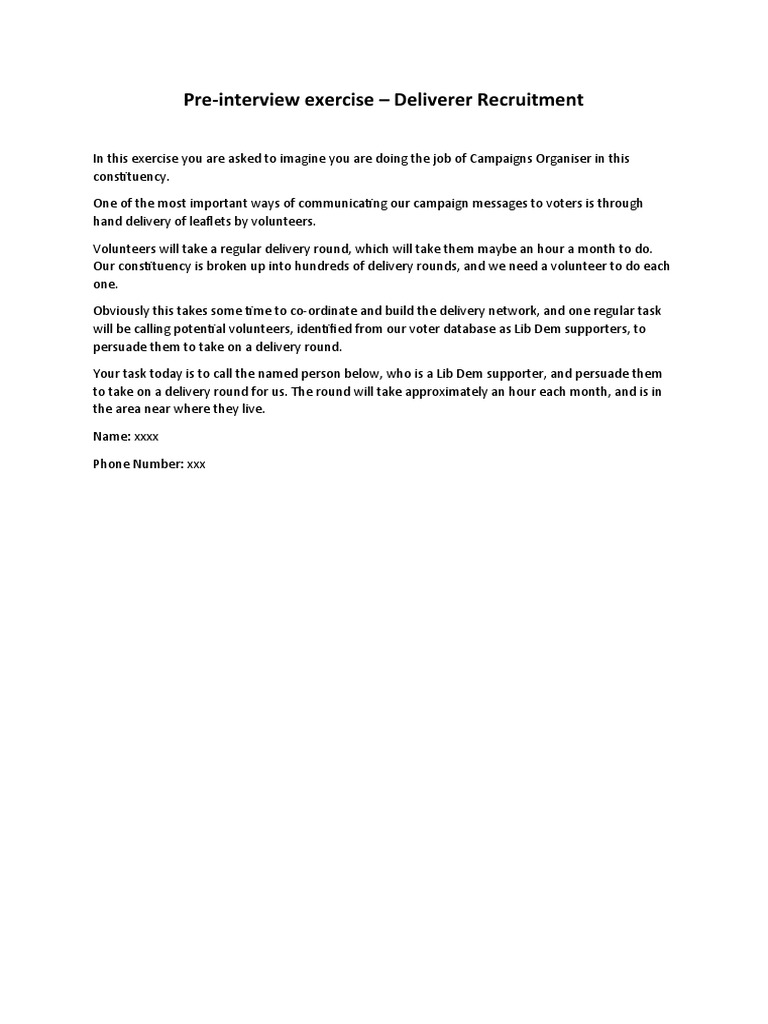 Deliverer Recruitment Exercise | PDF | Career & Growth | Business