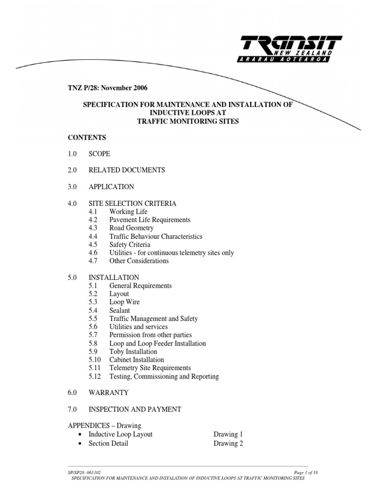 Inductive Loop Installation Specification | PDF | Road Surface | Traffic