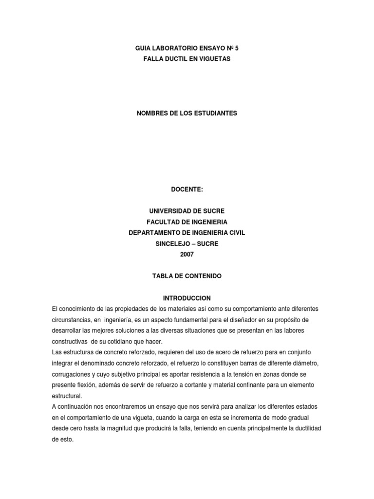 GUIA Falla Ductil PDF | PDF | Resistencia de materiales | Hormigón