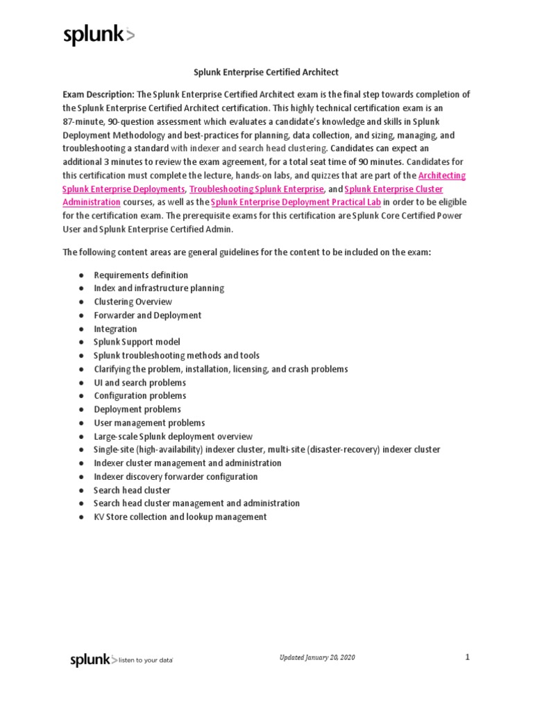 Splunk Enterprise Architect Exam Overview | PDF | Computer Cluster ...