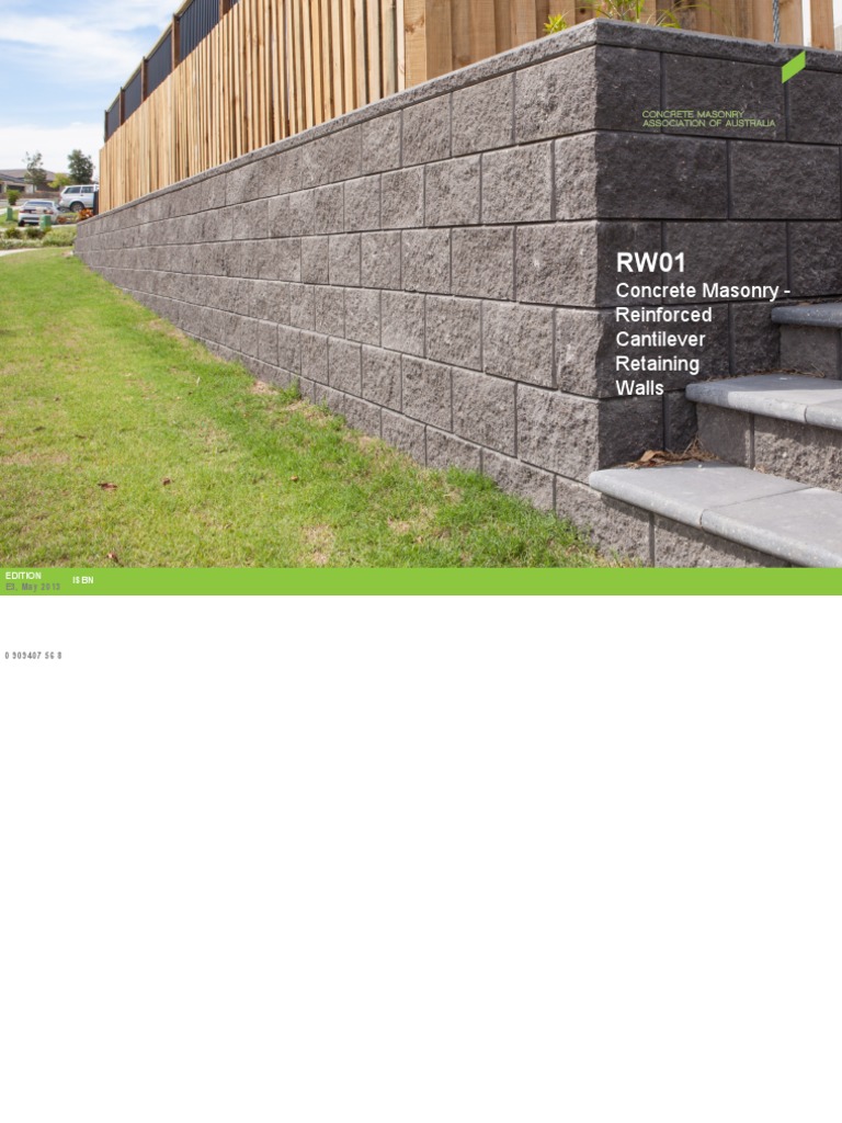 rw01 Concrete Masonry Reinforced Cantilever Retaining Walls | PDF ...