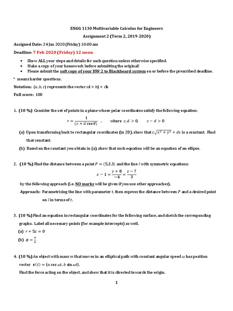 Multivariable Calculus Assignment | PDF | Curvature | Derivative
