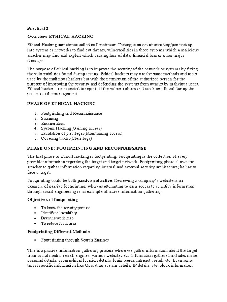 Practical 2 Overview: Ethical Hacking: Footprinting Different Methods ...