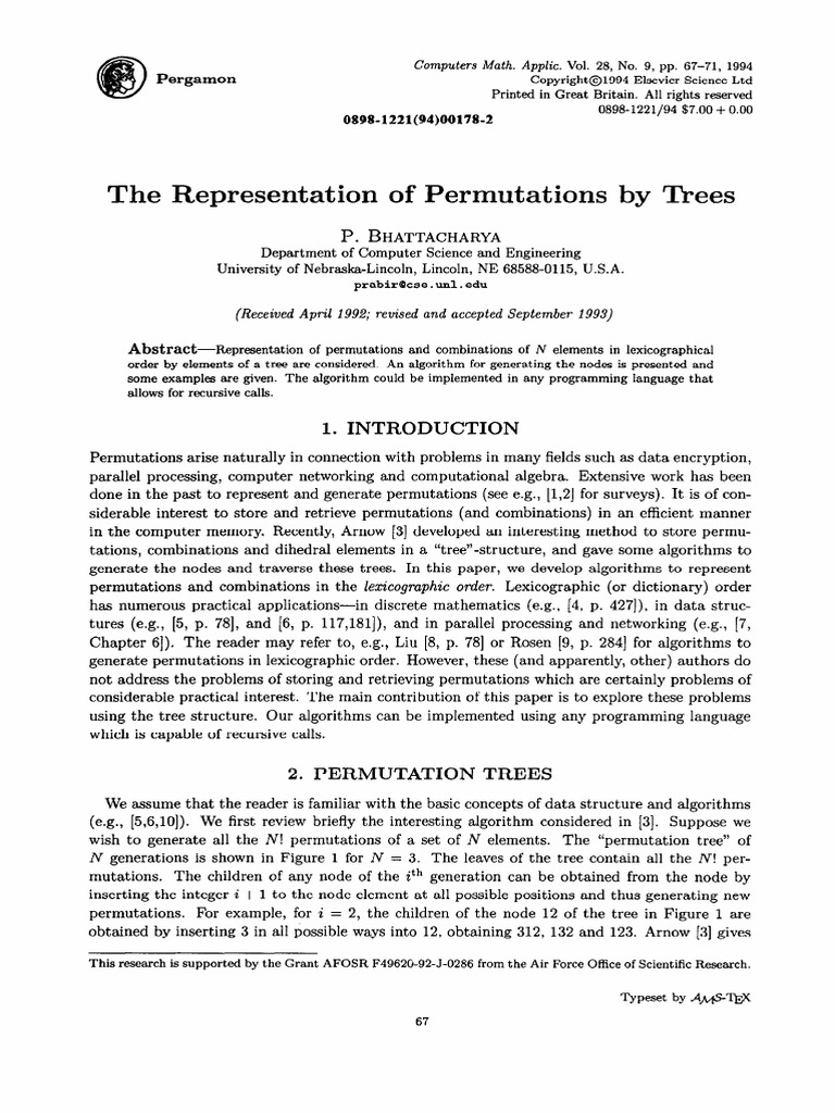 The Representation of Permutations by Trees: Math. Applic | PDF ...