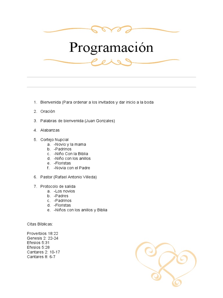 Programación Boda | PDF