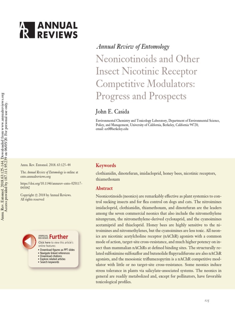 Neonicotinoids and Other Insect Nicotinic Receptor Competitive ...