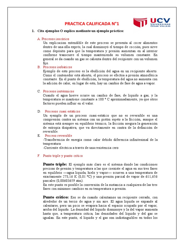 PRACTICA CALIFICADA - Termodinamica | PDF | Fase (materia) | Líquidos
