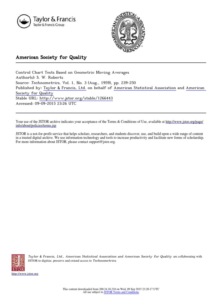 Control Chart Tests Using Geometric Moving Averages | PDF | Type I And ...