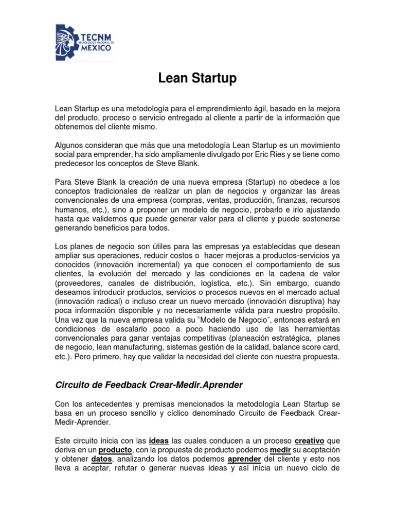 Lean Startup PDF | PDF | Lean Startup | Innovación