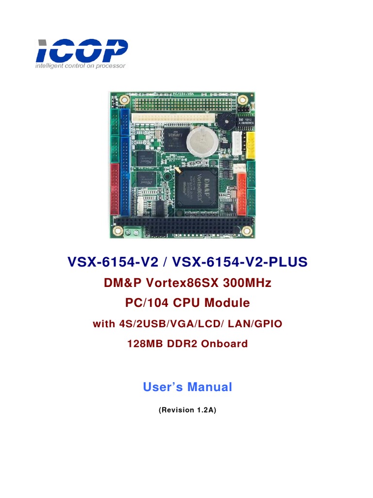 Vsx-6154-V2 / Vsx-6154-V2-Plus: DM&P Vortex86Sx 300Mhz Pc/104 Cpu ...