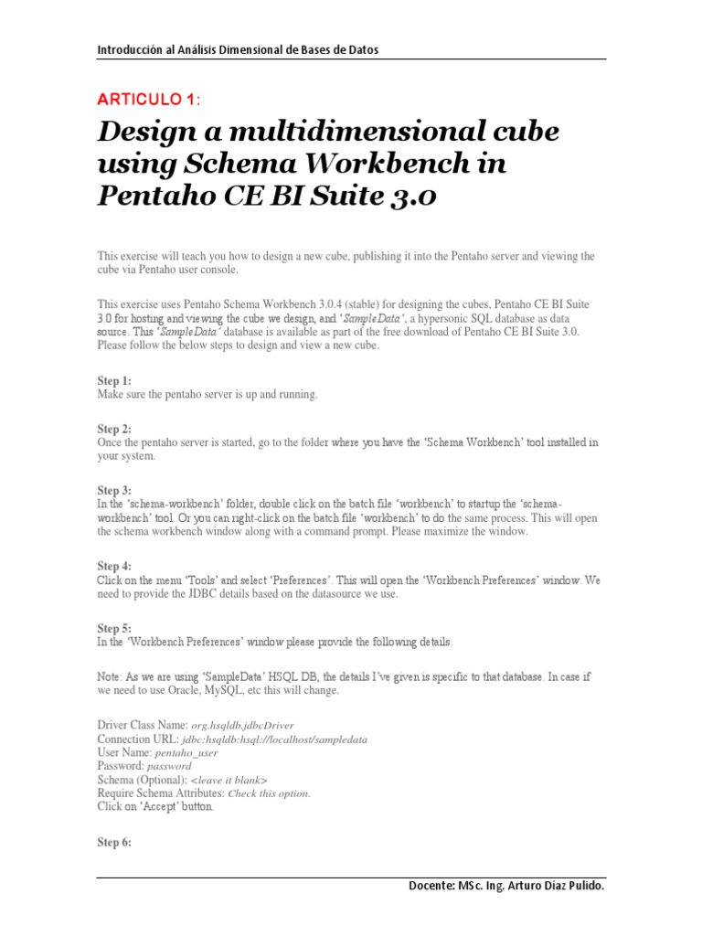 Design A Multidimensional Cube Using Schema Workbench in Pentaho CE BI Suite 3.0 | PDF | Xml ...
