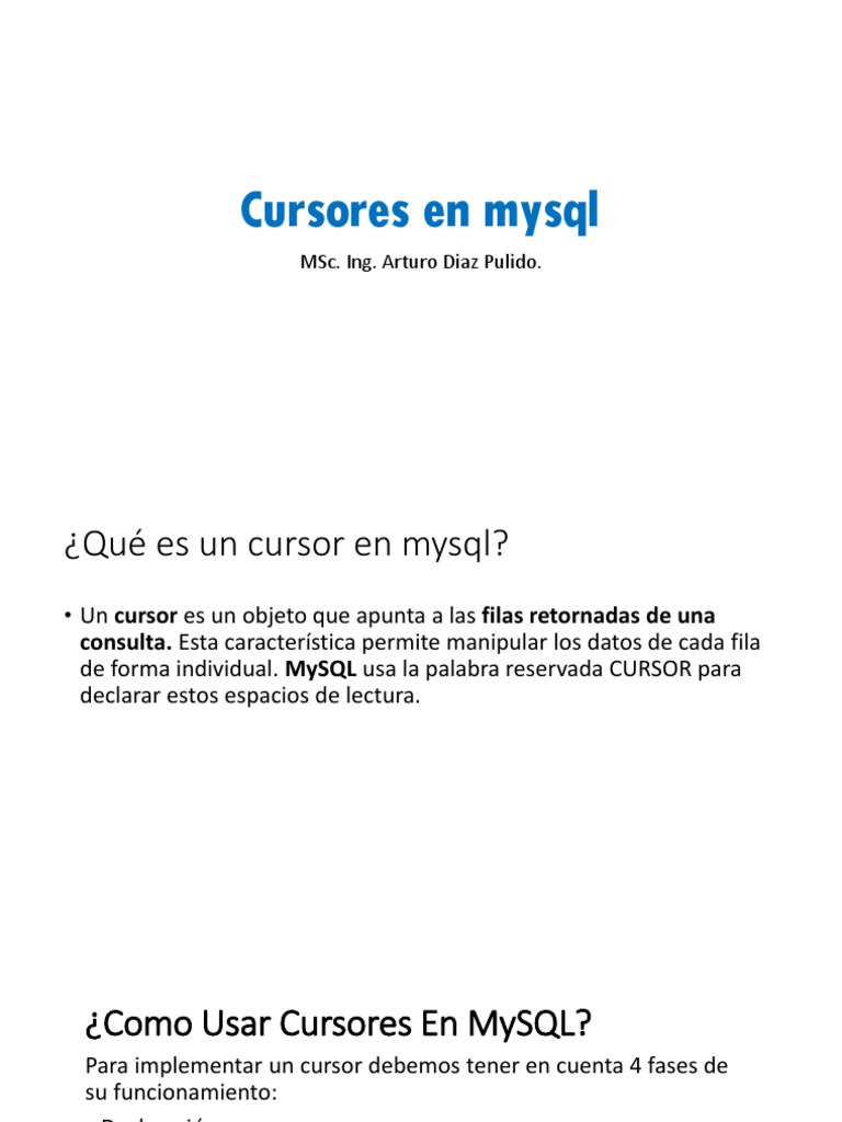 Cursor Mysql | PDF | Mi sql | Datos de computadora
