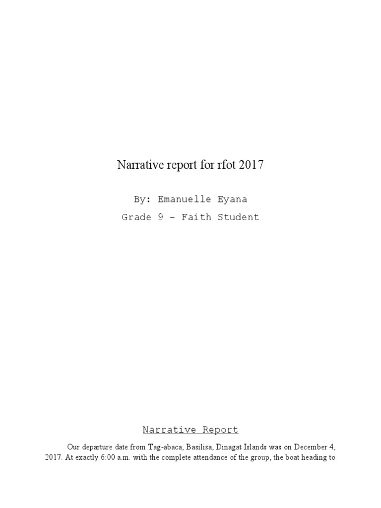Narrative Report For Rfot 2017 | PDF