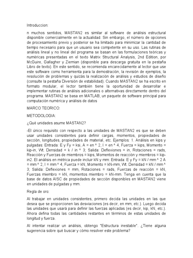 MASTAN2: Análisis Estructural en MATLAB | PDF | Mac OS | Software