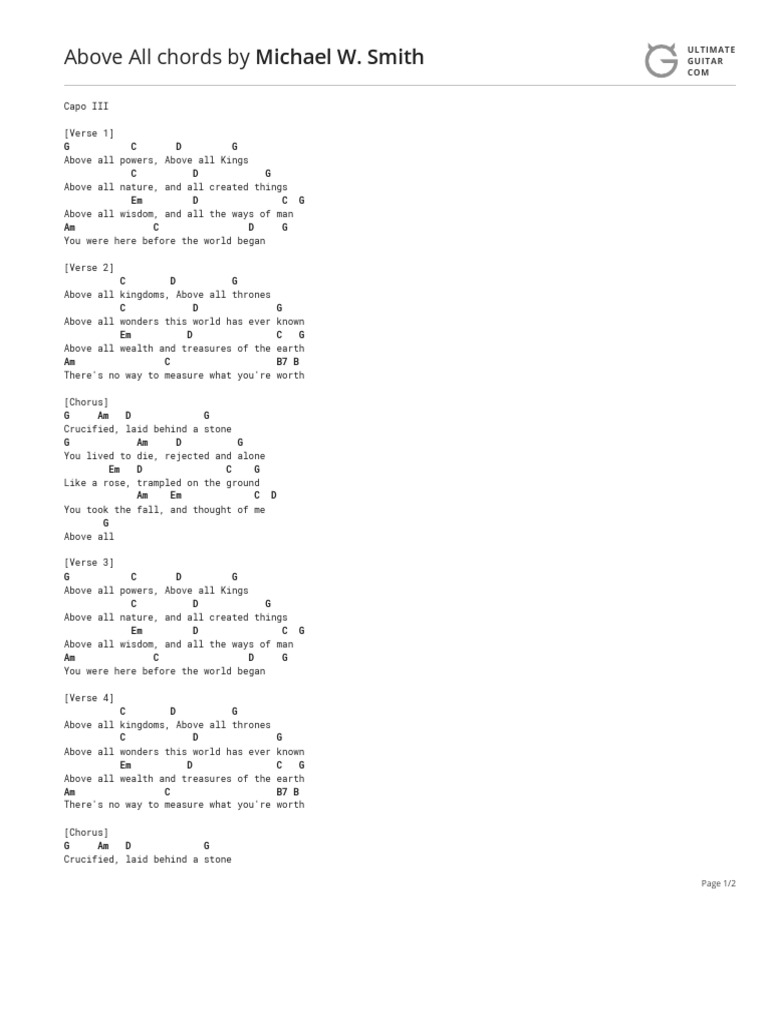 Above All Chords by Michael W. Smithtabs at Ultimate Guitar Archive ... Above All Chords by Michael W. Smithtabs at Ultimate Guitar Archive ...