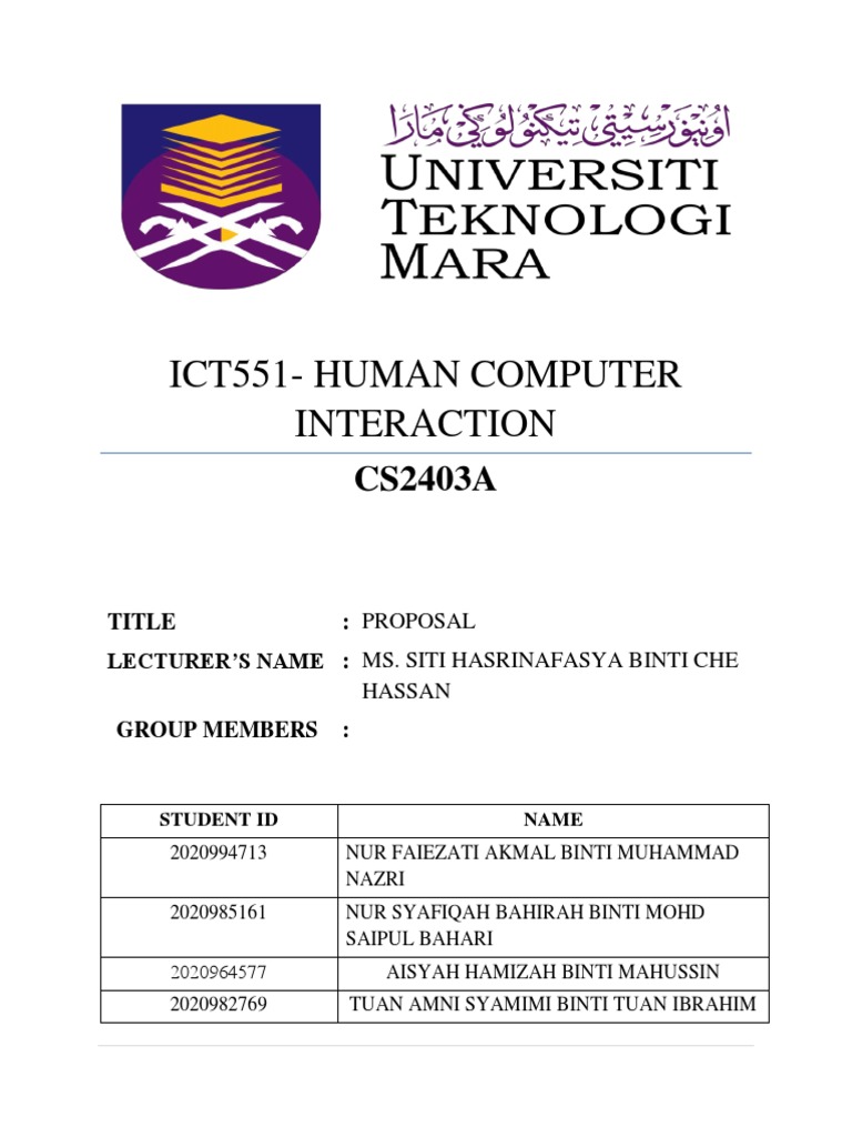 Ict551 (Proposal) - Cambridge Sport Application | PDF | Computing | Cognition