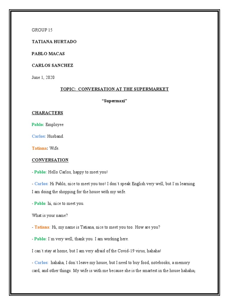 Conversation at The Supermarket | PDF | Foods