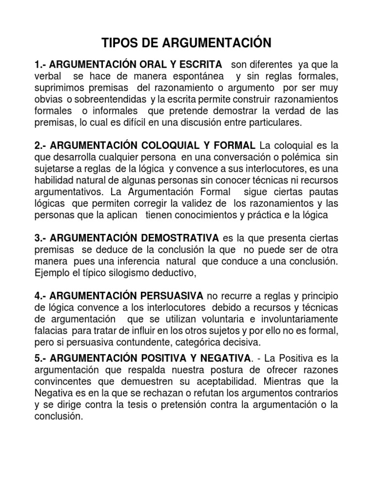 Tipos de Argumentación | PDF | Crecimiento personal y profesional