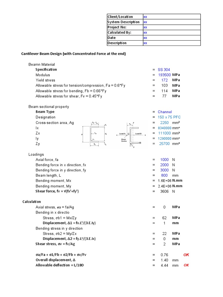 Cantilever Beam Design - PFC | PDF | Bending | Beam (Structure)