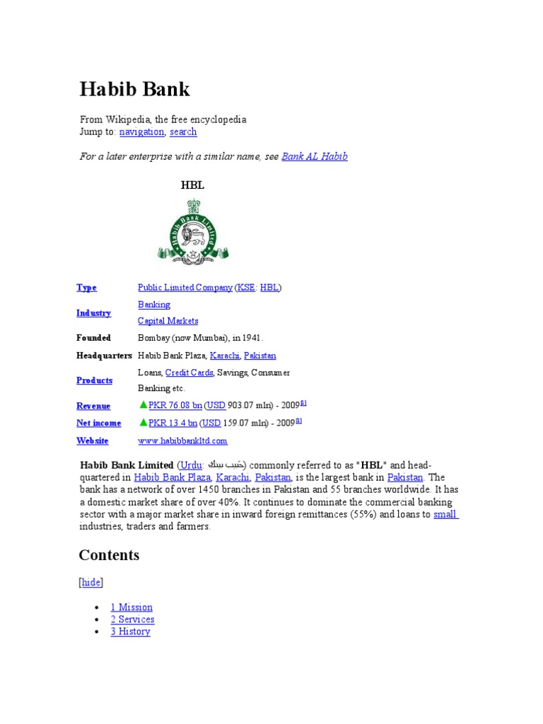 Habib Bank | PDF | Banking | Financial Services