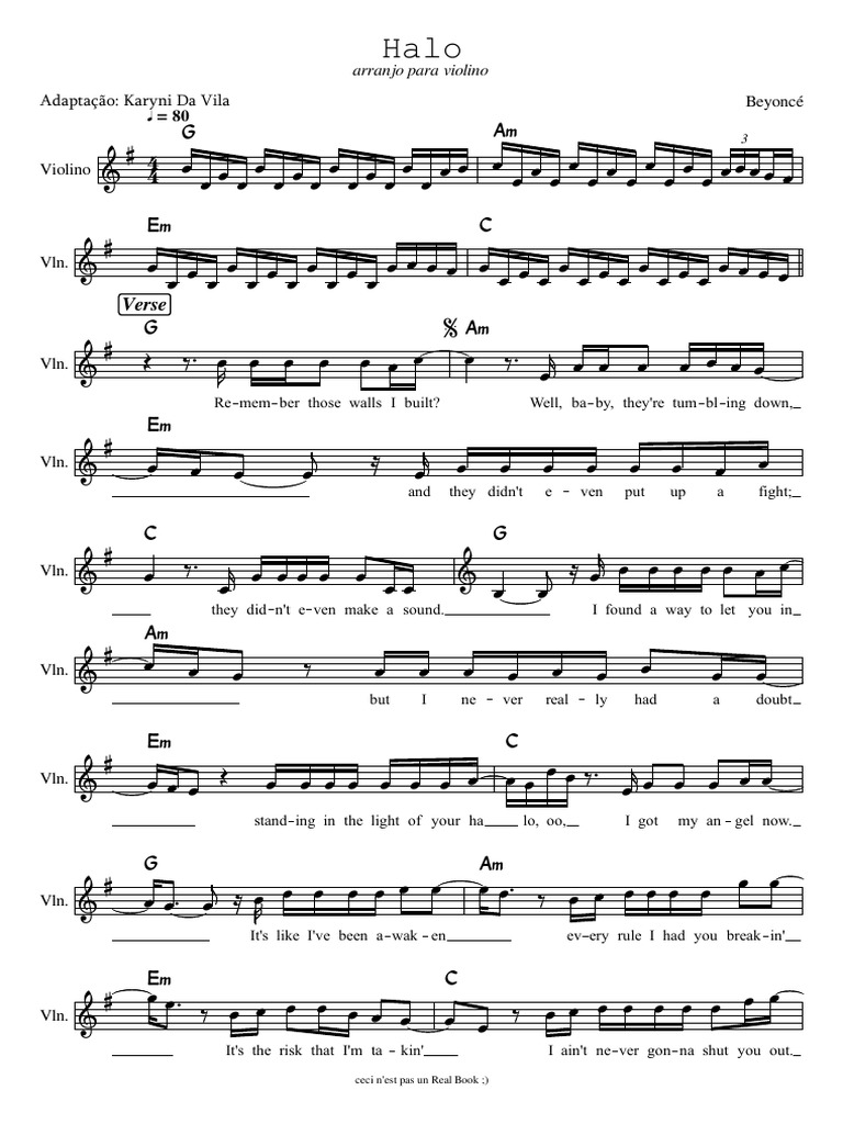 Halo - Violino Com Cifra VERSÃO SOL MAIOR - 21.08 | PDF | Beyoncé ...