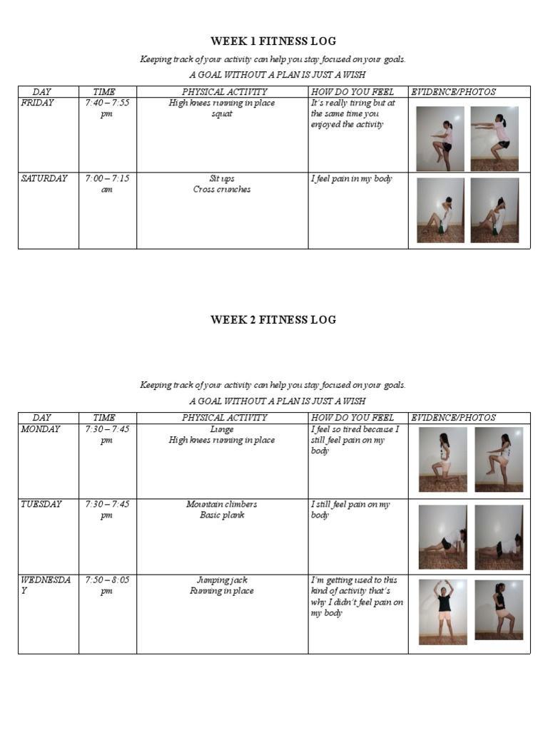 Ana Physical Fitness Log | PDF | Physical Fitness | Recreation