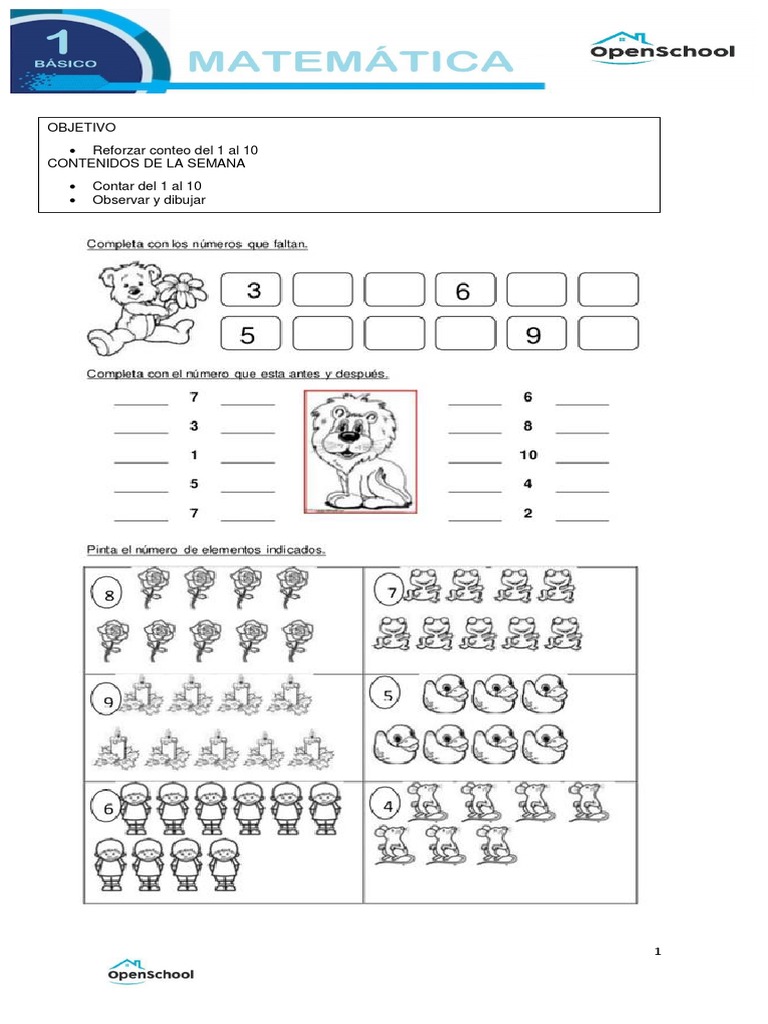 Actividades de Conteo del 1 al 10 | PDF